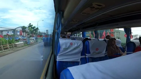 Bus riding in an intercity bus. View fro... | Stock Video | Pond5