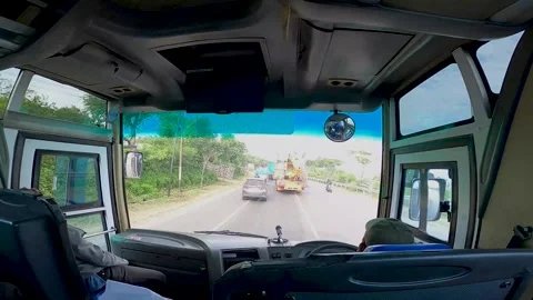 Bus riding in an intercity bus. View fro... | Stock Video | Pond5