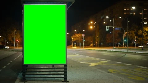 Bus stop advertising billboard green scr... | Stock Video | Pond5
