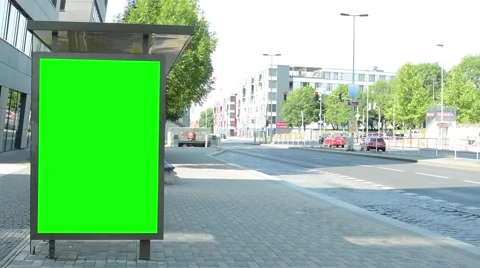 bus stop with green screen billboard in ... | Stock Video | Pond5