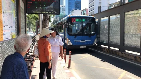 Bus Stop in Saigon Vietnam IMG 0850 | Stock Video | Pond5