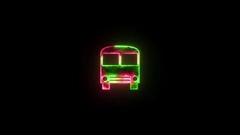 Bus symbols icon glow neon fire symbol a... | Stock Video | Pond5