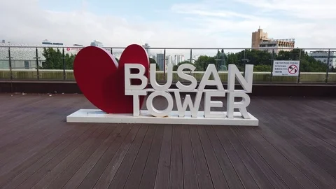 Busan tower sign . Busan Tower at Yongdu... | Stock Video | Pond5