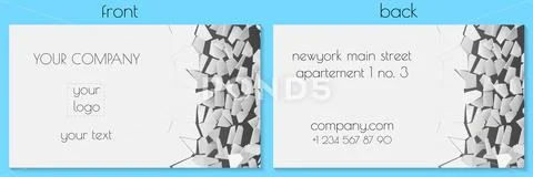 Business card design with cracked and dissolving pieces effect: Graphic ...