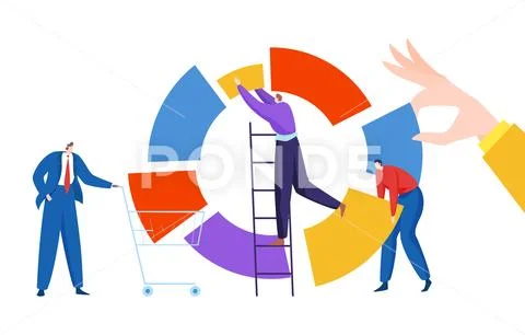 Business colleague together work setup diagram pie chart, industry ...