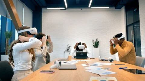 Business conference in VR in an office. ... | Stock Video | Pond5