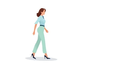 business girl walking in row side view, ... | Stock Video | Pond5