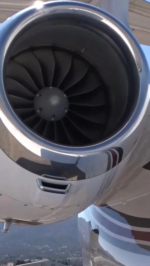 Business Jet Engine Close Up Panning dow... | Stock Video | Pond5