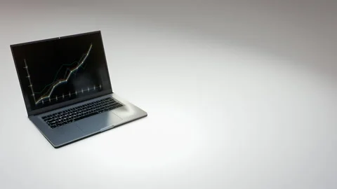 Business laptop with positive rising gra... | Stock Video | Pond5