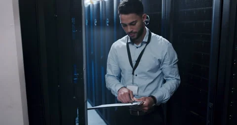 Business man, server room and thumbs up ... | Stock Video | Pond5