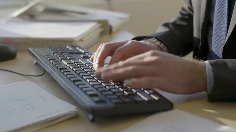 Business Man Typing Keyboard | Stock Video | Pond5