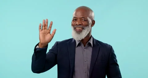 Business man, wave hello and studio with... | Stock Video | Pond5