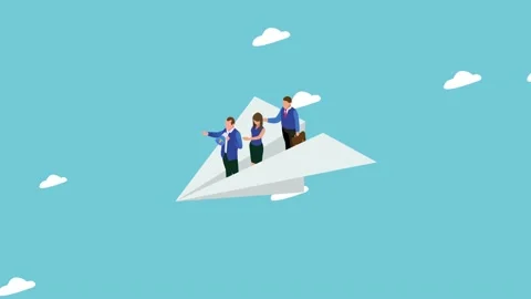 Business manager leading team flying on ... | Stock Video | Pond5