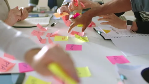 Business meeting, hands planning and sti... | Stock Video | Pond5