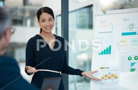 Business meeting, presenter and accounting presentation with data, graphs and Stock Image #218569836