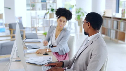 Business people, computer and high five ... | Stock Video | Pond5