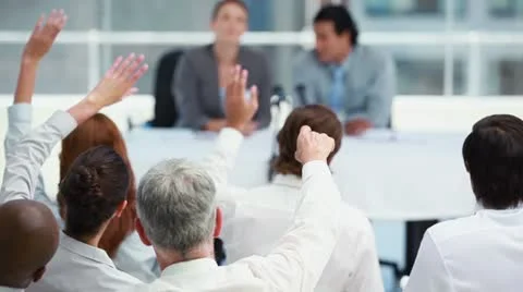 Business people raising their hands to a... | Stock Video | Pond5
