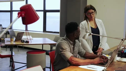 Business people talking in open plan off... | Stock Video | Pond5