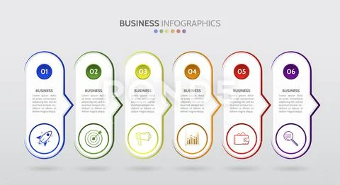 Business process graph, step to success diagram and arrow timeline ...