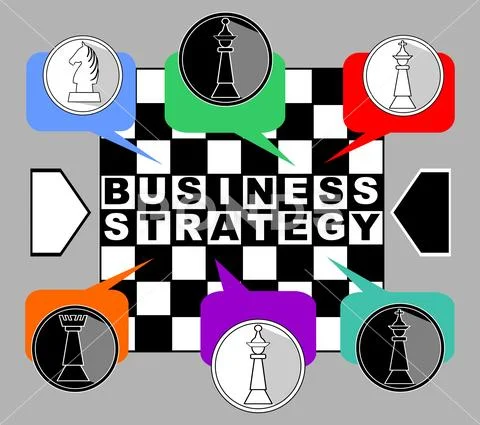 Business strategy banner. Chess metaphor with king, queen, rook and ...