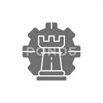 Business strategy, gear wheel with chess piece grey icon. ~ Clip Art ...