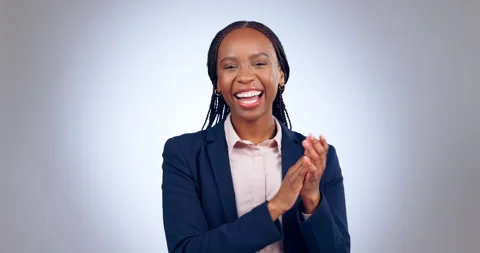 Business woman, face and applause in stu... | Stock Video | Pond5