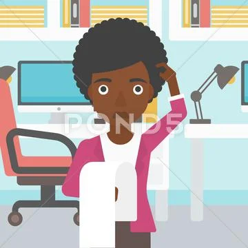 Business woman with long bill vector illustration: Graphic #65067913