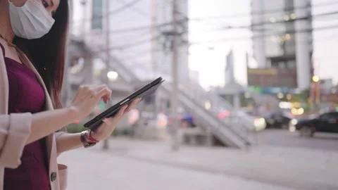 a business woman using finger sliding on... | Stock Video | Pond5