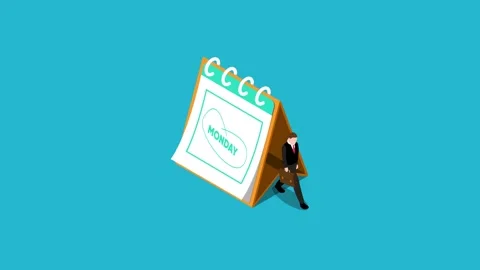 Businessman facing monday 3d isometric c... | Stock Video | Pond5