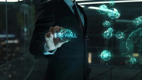 Businessman with Firewall hologram conce... | Stock Video | Pond5