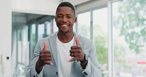 Businessman, hand sign and face with smi... | Stock Video | Pond5