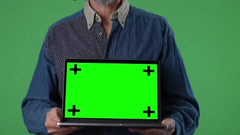 Businessman holds laptop computer with g... | Stock Video | Pond5