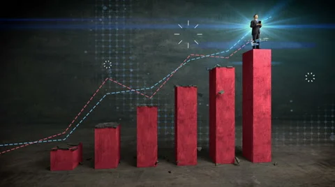 Businessman on increase bar graph with v... | Stock Video | Pond5