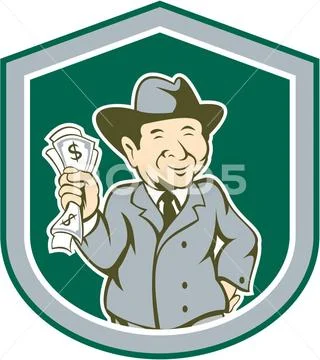 Businessman Rich Man Money Shield Cartoon Illustration of a businessman ...