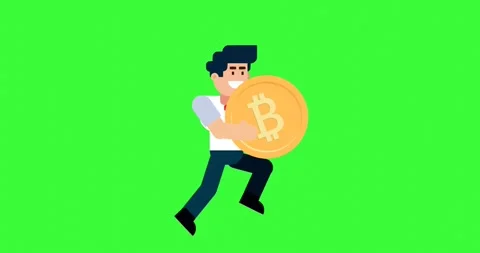 Businessman Running with Bitcoin Coin on... | Stock Video | Pond5