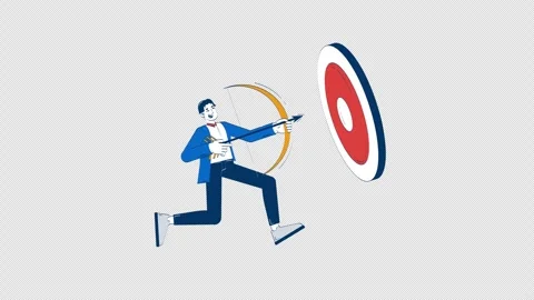 Businessman targeting goal with bow and ... | Stock Video | Pond5