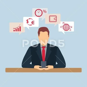 Businessman uses electronic payment Online banking ~ Clip Art #107793207