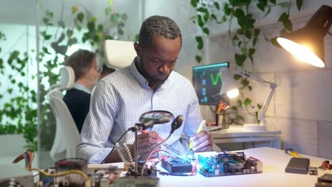 Busy African American developer building... | Stock Video | Pond5