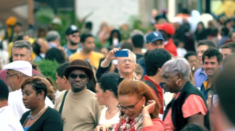 Busy chaotic crowd people tourists pedes... | Stock Video | Pond5