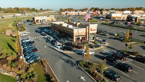 Busy drive-thru at Chick-Fil-A fast food... | Stock Video | Pond5