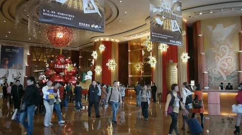 Busy hotel lobby in Macau | Stock Video | Pond5