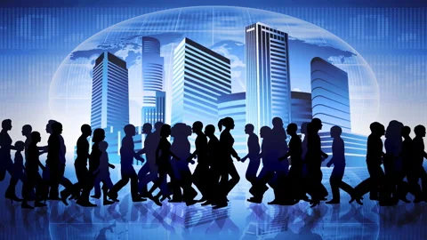 Busy modern city life full of people sil... | Stock Video | Pond5