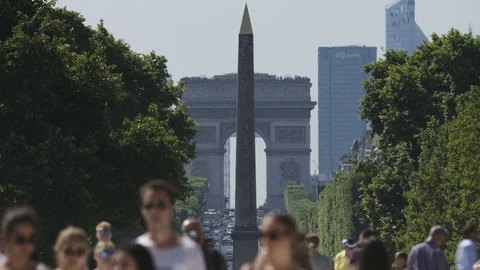 Busy Paris Street. Arc de Triomphe Seen ... | Stock Video | Pond5