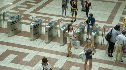 Passing Through Turnstile Stock Video Footage | Royalty Free Passing ...