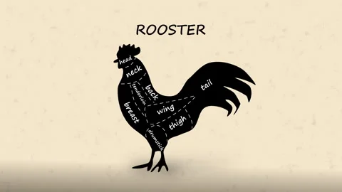 Butcher Diagram Sections of Rooster Cut ... | Stock Video | Pond5