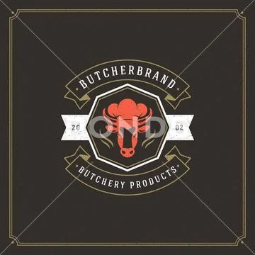 Butcher shop logo vector illustration. Illustration #274483588