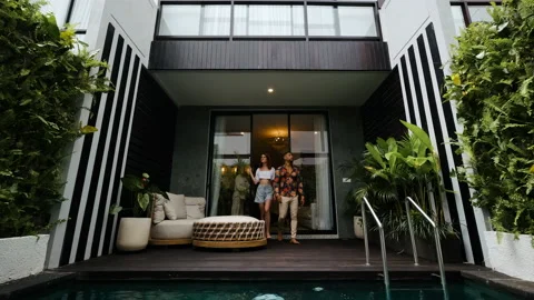 Buying a house, villa with pool. Moving ... | Stock Video | Pond5