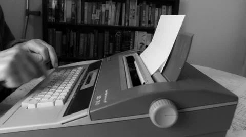 B&W - typing on 1990's electric typewrit... | Stock Video | Pond5