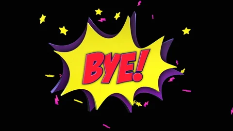 BYE Comic Text Animation, with Alpha Mat... | Stock Video | Pond5