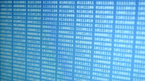 Byte Rows Running on Blue Background | Stock Video | Pond5